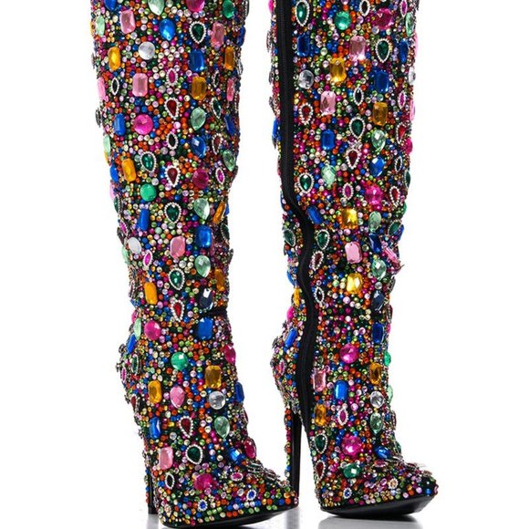 AZALEA WANG | Shoes | Azalea Wang Its Raining Gems Multi Rhinestone Covered Bootbrand New | Poshmark